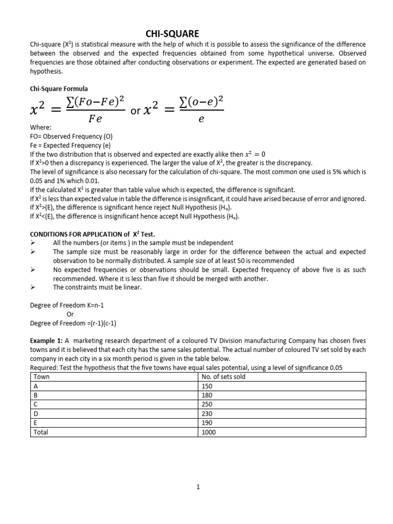 Chi - Square | PDF | Chi Squared Test | Statistical Theory