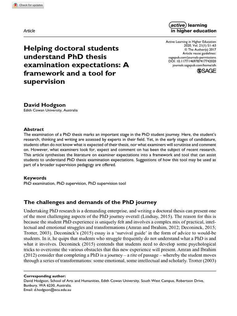 1 helping doctoral students understand thesis examination expectation ...