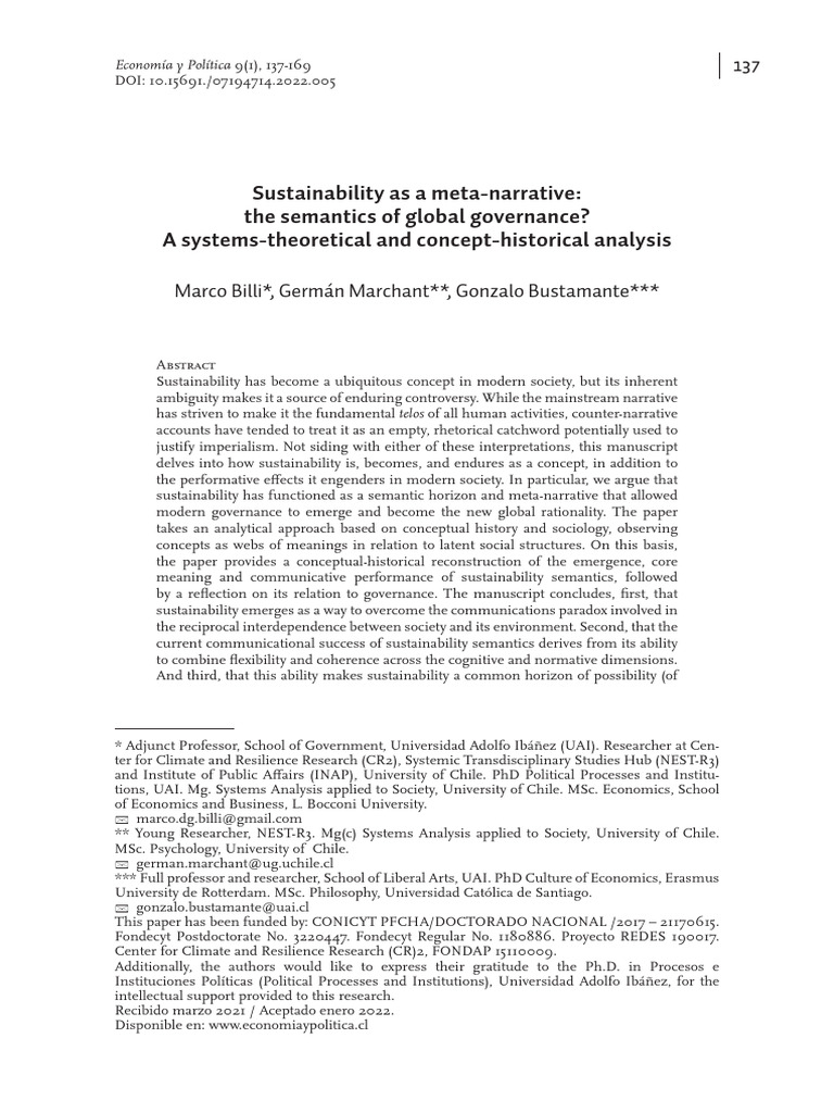 Sustainability as Global Governance Meta-Narrative | PDF ...