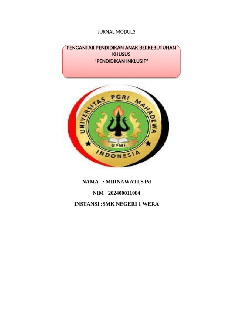 Jurnal Modul3 Pendidikan Inklusif | PDF