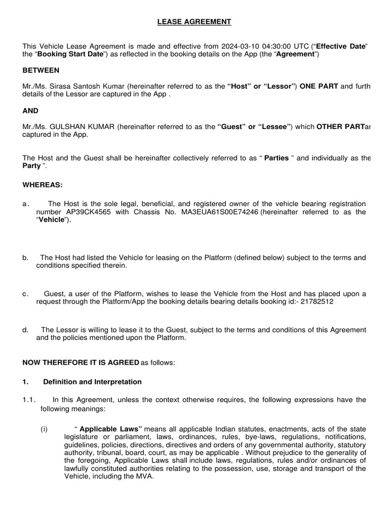 Agreements Guest Agreement | PDF | Lease | Indemnity