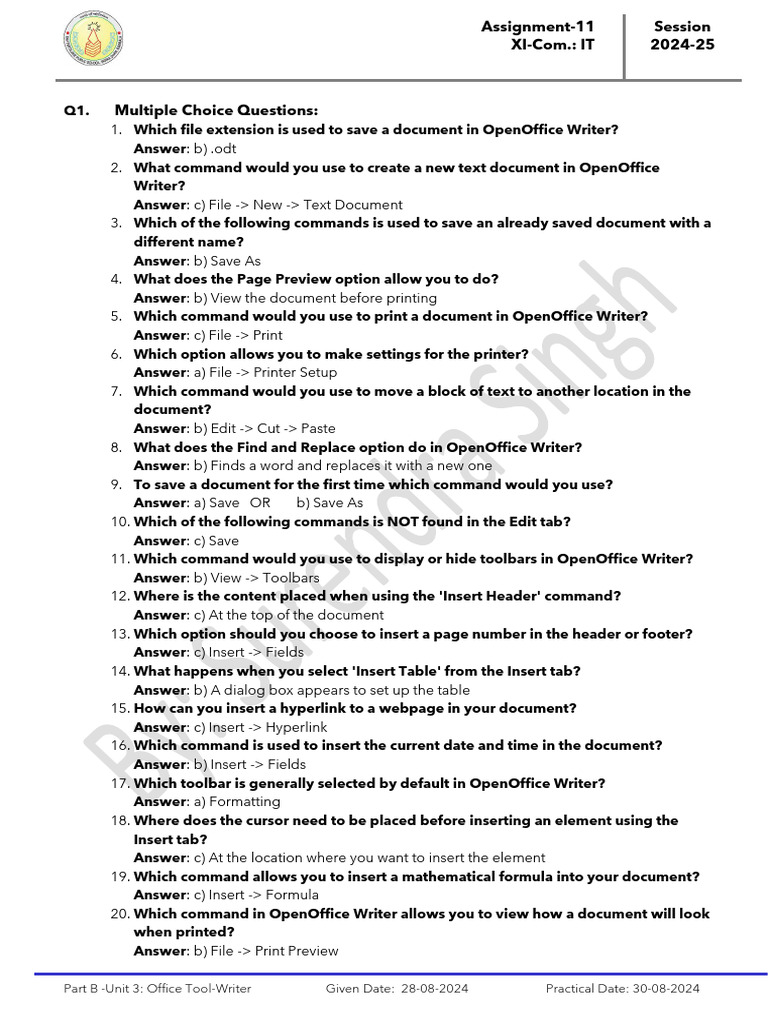 XI-C Assignment 11 Solution | PDF | Hyperlink | Software