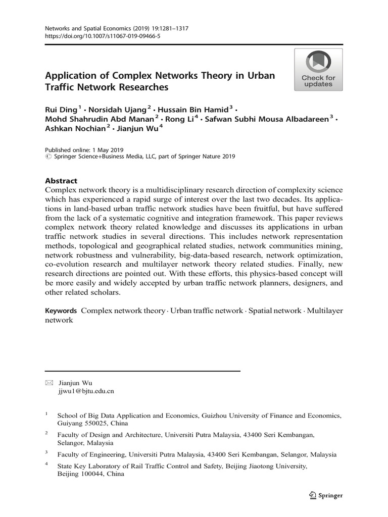 Application of Complex Networks Theory in Urban Traffic Network Researches | PDF | Applied ...