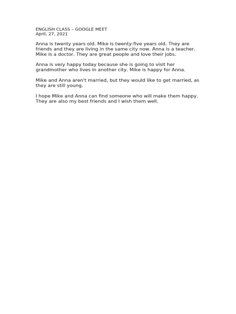 English Class - Google Meet | PDF