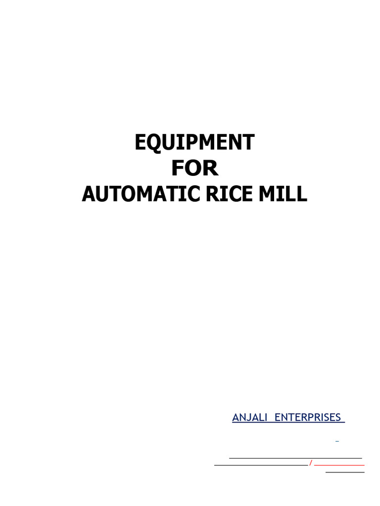 RICE MILL EQUIPEMENT CATALOGUE | PDF | Rice | Pressure Cooking