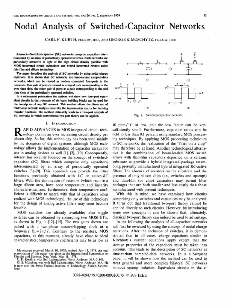 Nodal Analysis of Switched Capacitor Networks | PDF | Electronic Filter | Capacitor