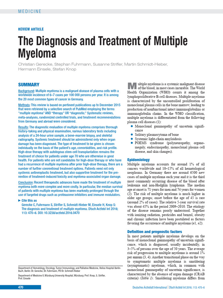 Gerecke Et Al. 2016 A Mie | PDF | Multiple Myeloma | Hematopoietic Stem ...