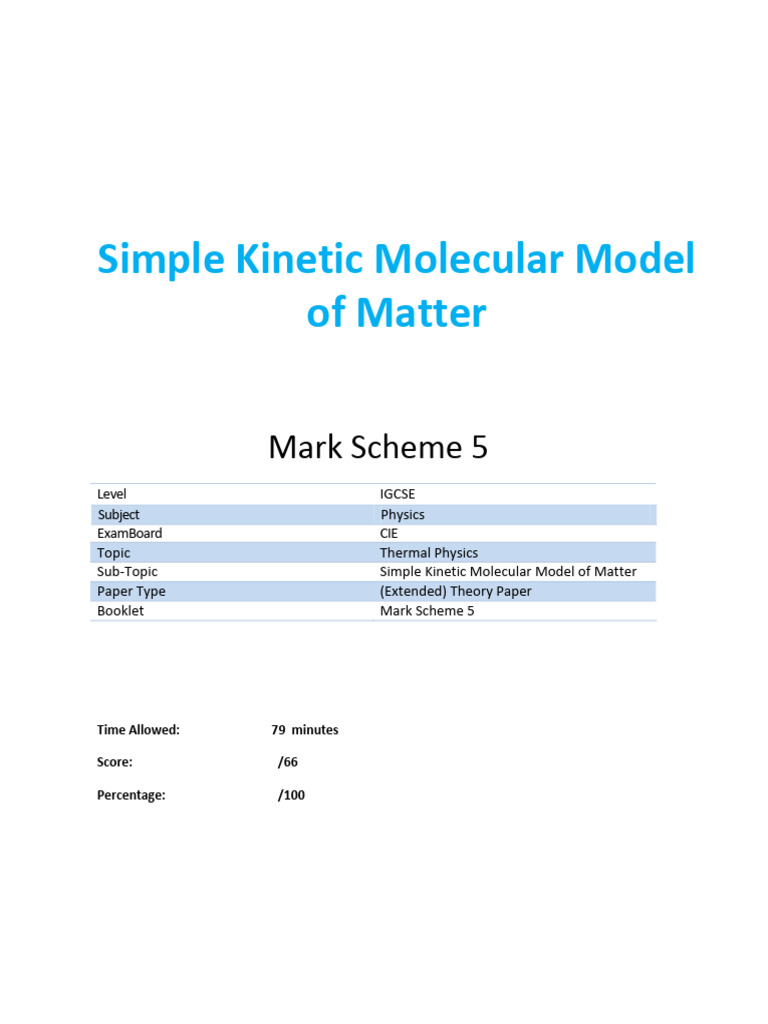 21.5 Simple Kinetic Molecular Model of Matter CIE IGCSE Physics Ext ...