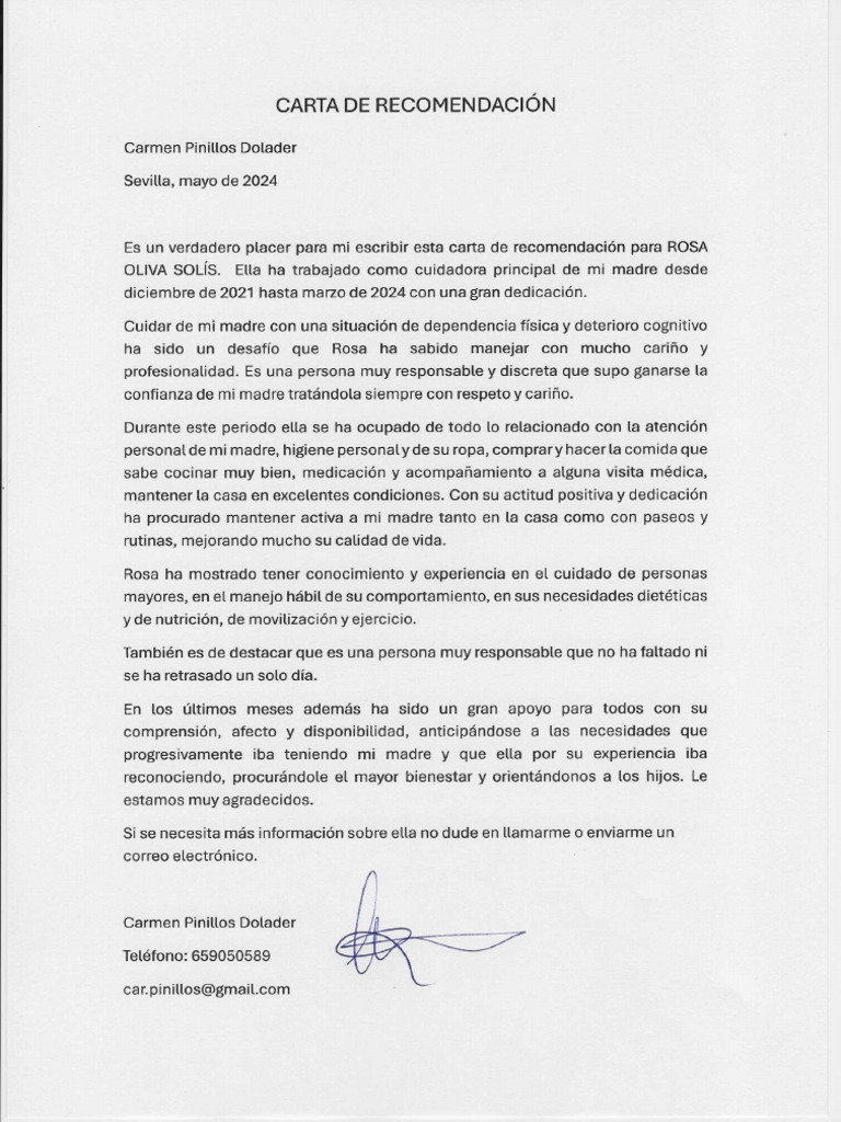 Carta de Recomendación firma | PDF