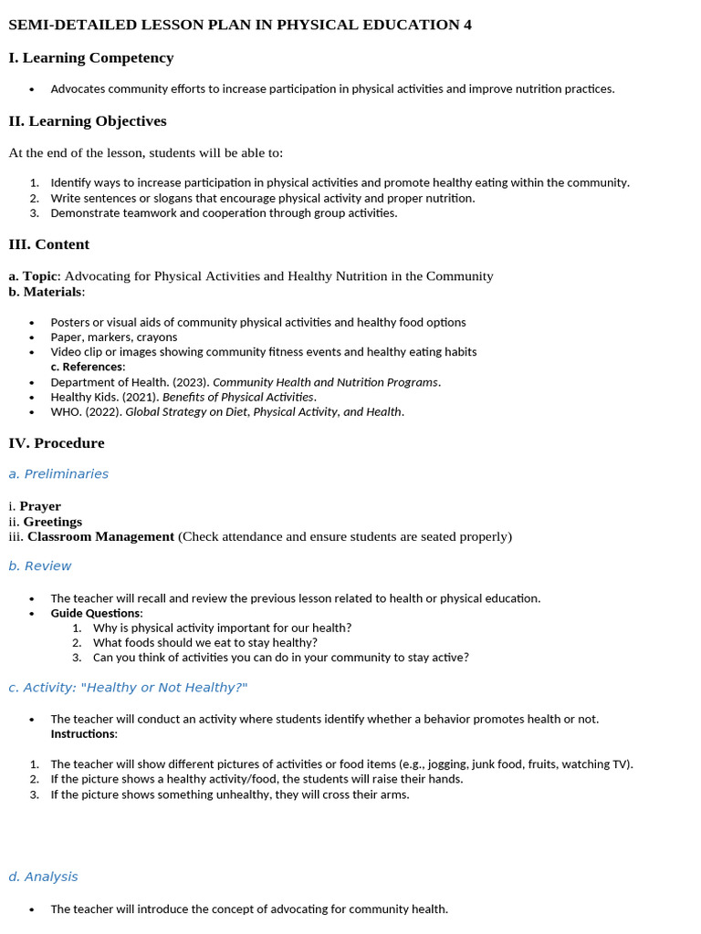 Lesson Plan 2 | PDF | Lesson Plan | Healthy Diet