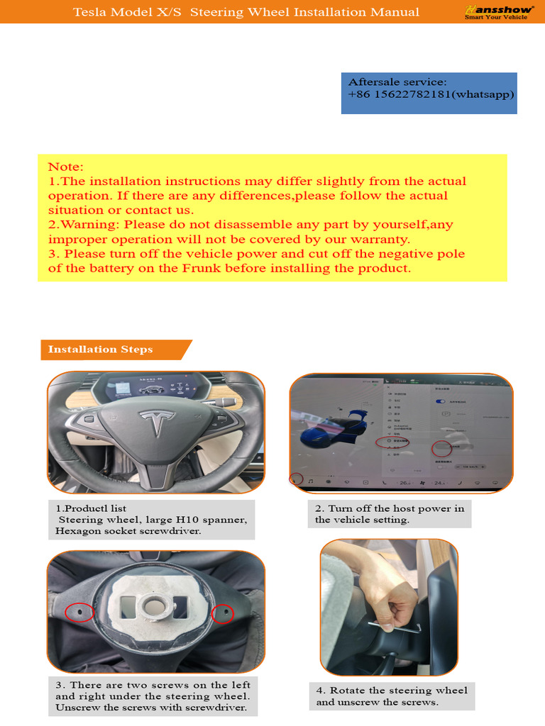 Tesla Model XS Steering Wheel Installation Manual | PDF