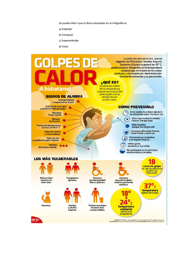 Se Puede Inferir Que El Léxico Empleado en La Infografía Es A) Estándar ...