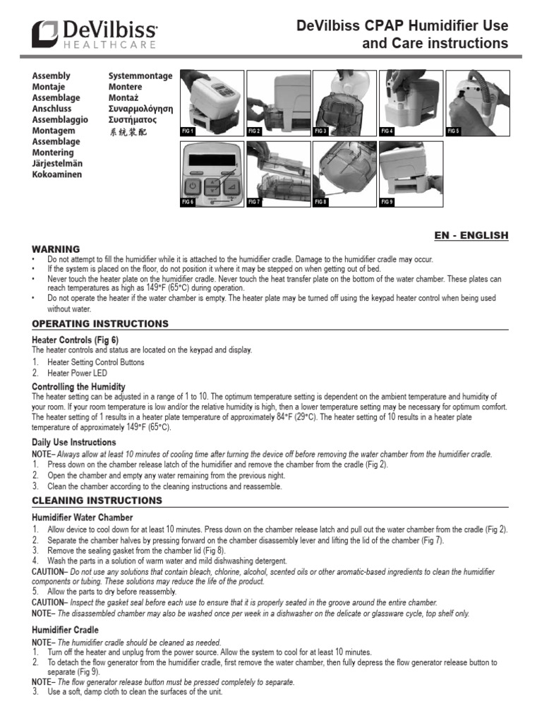 Instrucciones de Uso y Limpieza del Humidificador CPAP | PDF | Agua ...