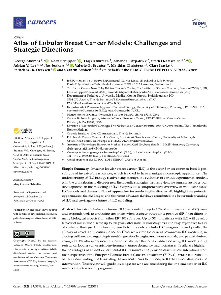 Atlas of Lobular Breast Cancer Models: Challenges and Strategic ...