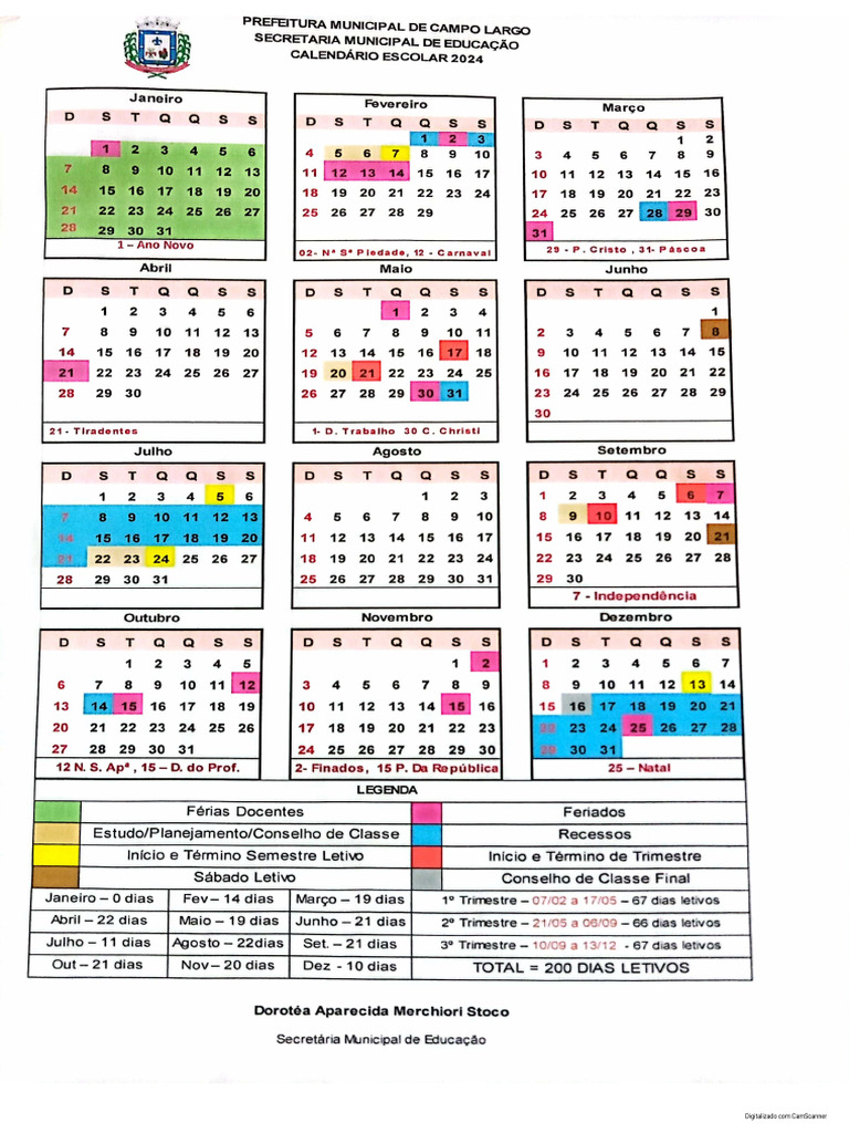 Calendário Escolar 2024 | PDF