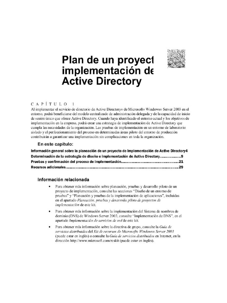 PDF 36650861 Plan de Un Proyecto de Implementacion de Active Directory - Compress | PDF