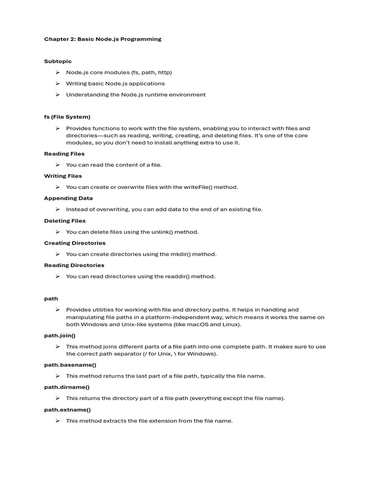 Chapter 2 - Basic Node.js Programming | PDF Chapter 2 - Basic Node.js Programming | PDF