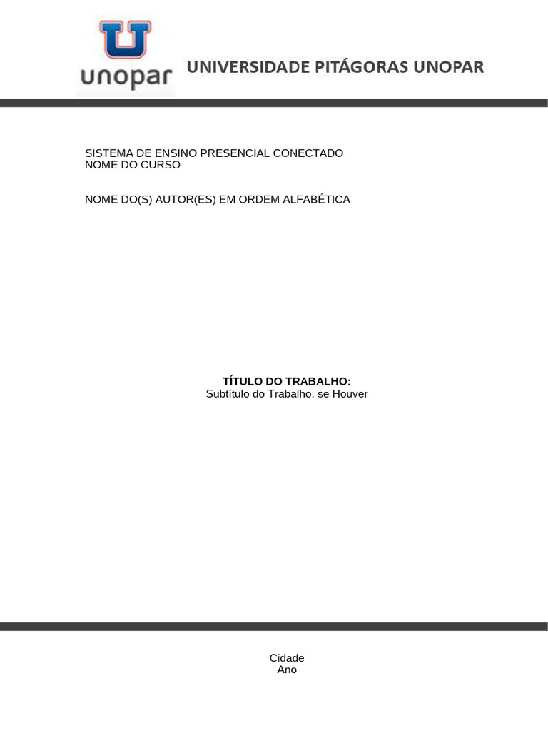 Modelo de Trabalho Academico UNOPAR | PDF | São Paulo
