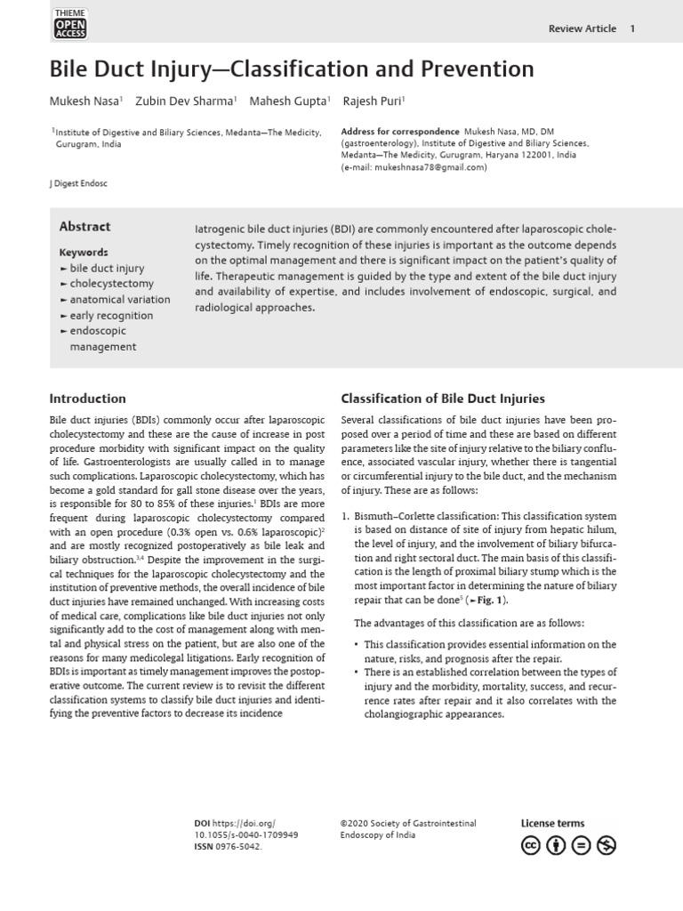 Bile Duct Injury-Classification and Prevention | PDF | Liver | Gallbladder