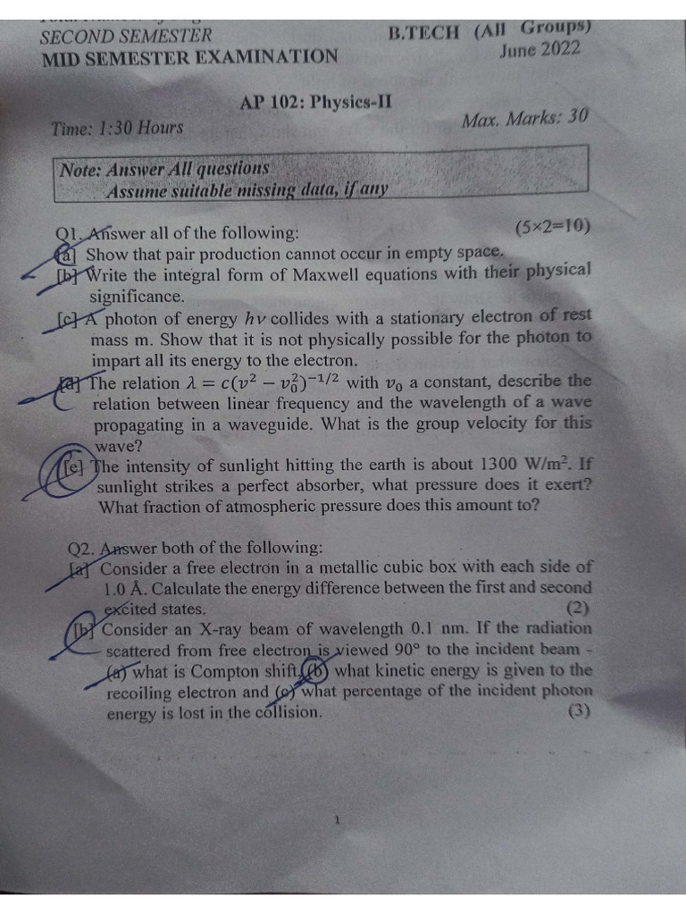 Physics Midsem 2022 | PDF