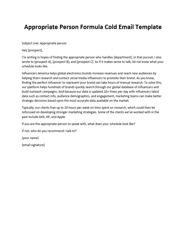 Appropriate+Person+Formula+Cold+Email+Template | PDF