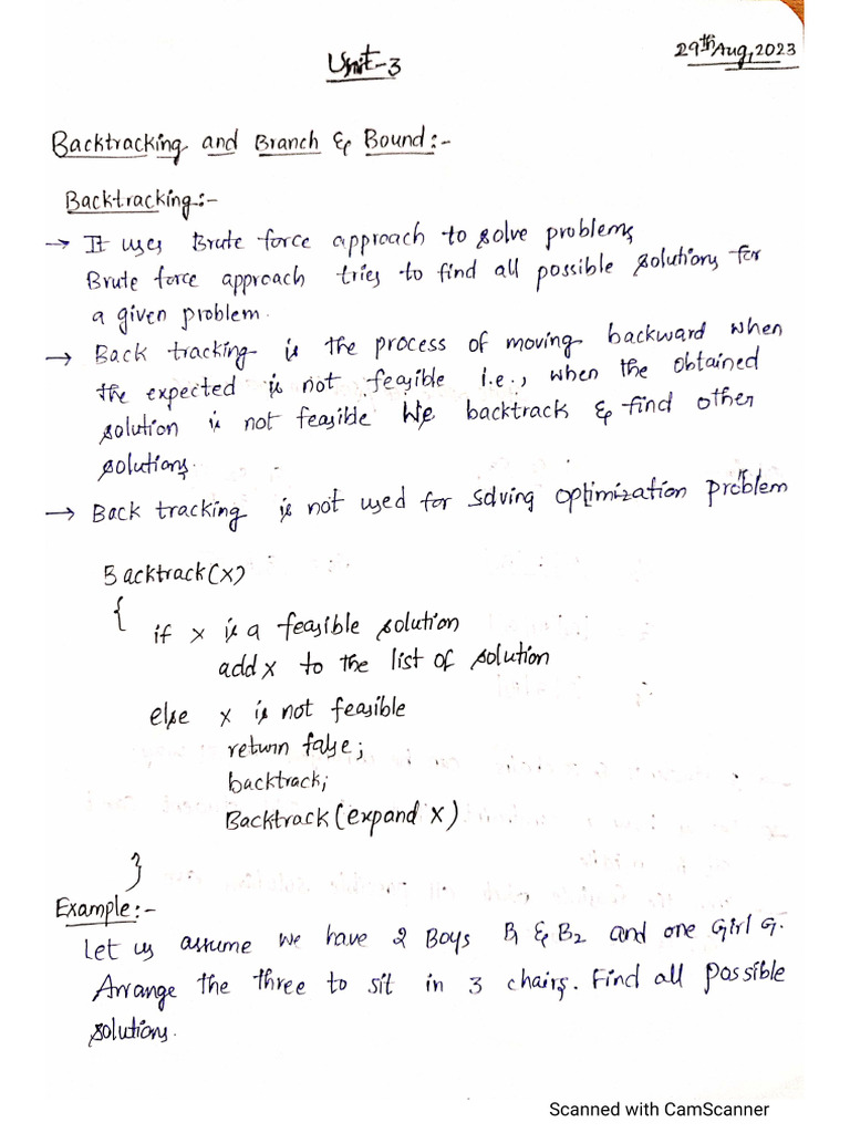 DAA - UNIT 3 - Class Notes | PDF