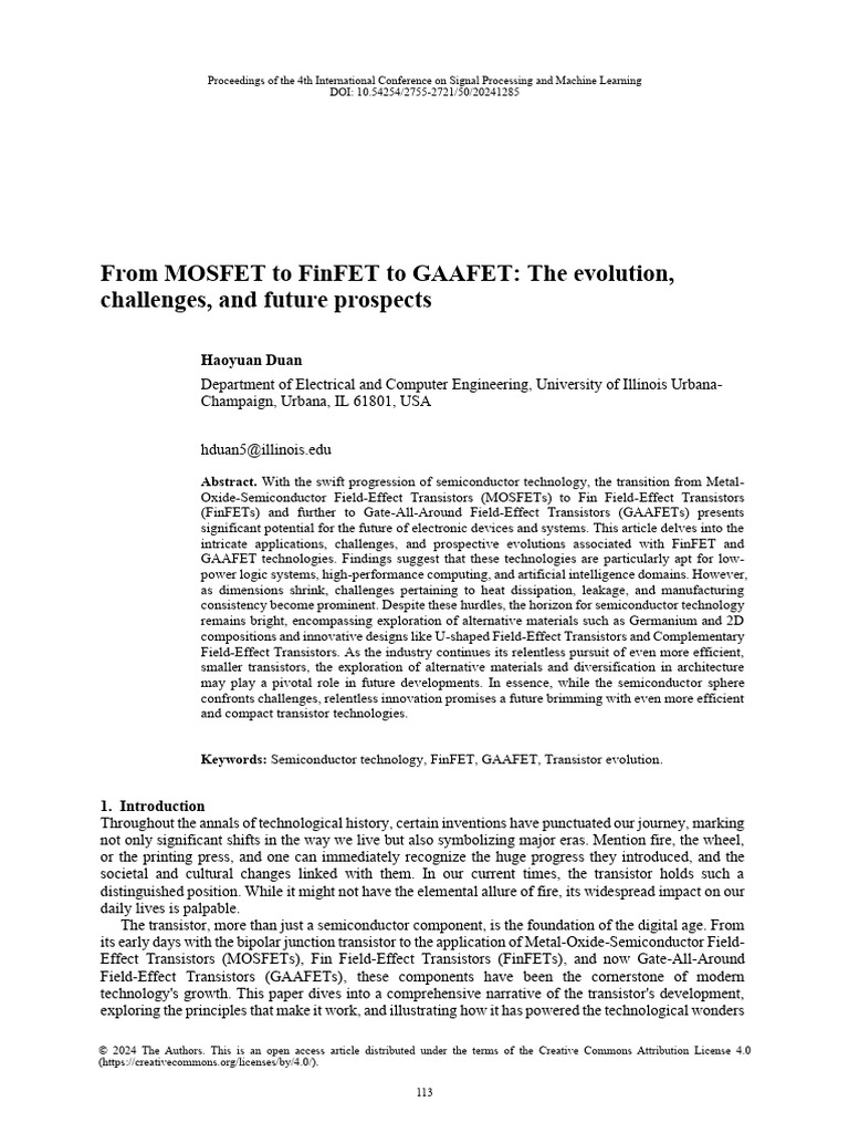 From MOSFET To FinFET To GAAFET The Evolution Chal | PDF | Field Effect ...