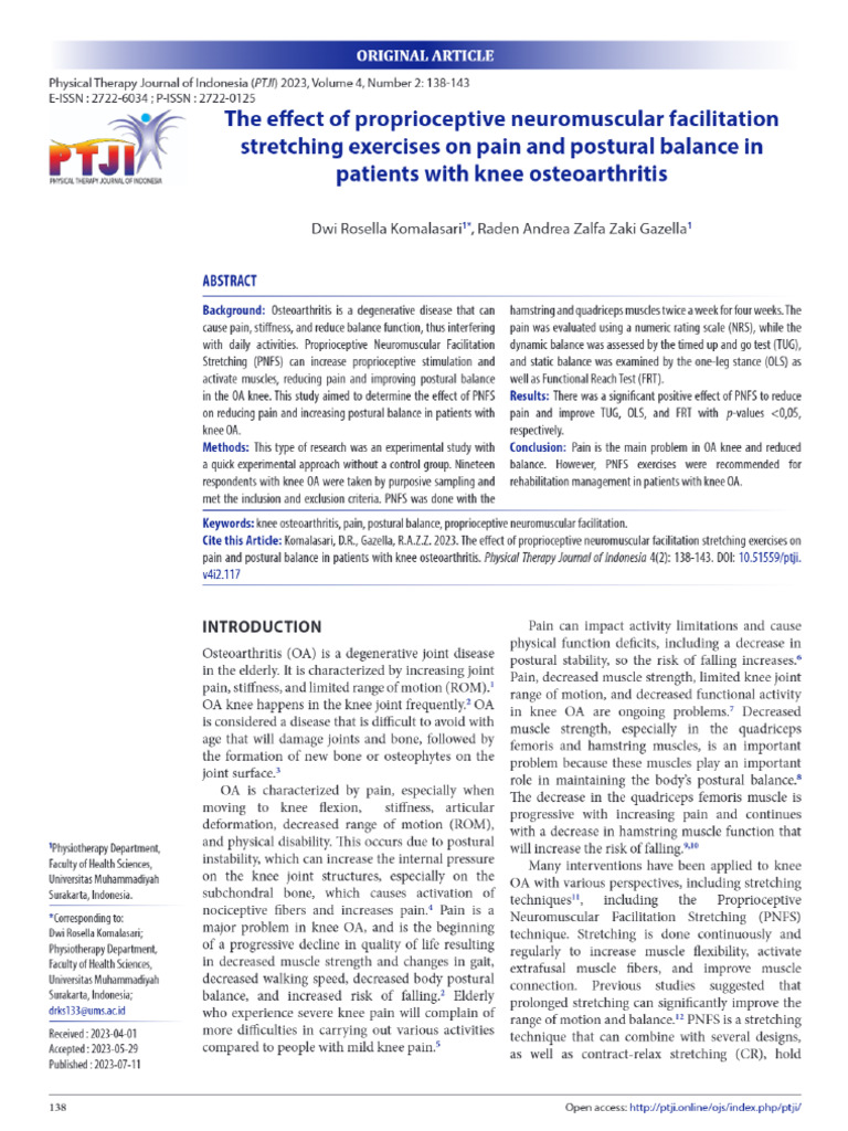 View of The Effect of Proprioceptive Neuromuscular Facilitation ...