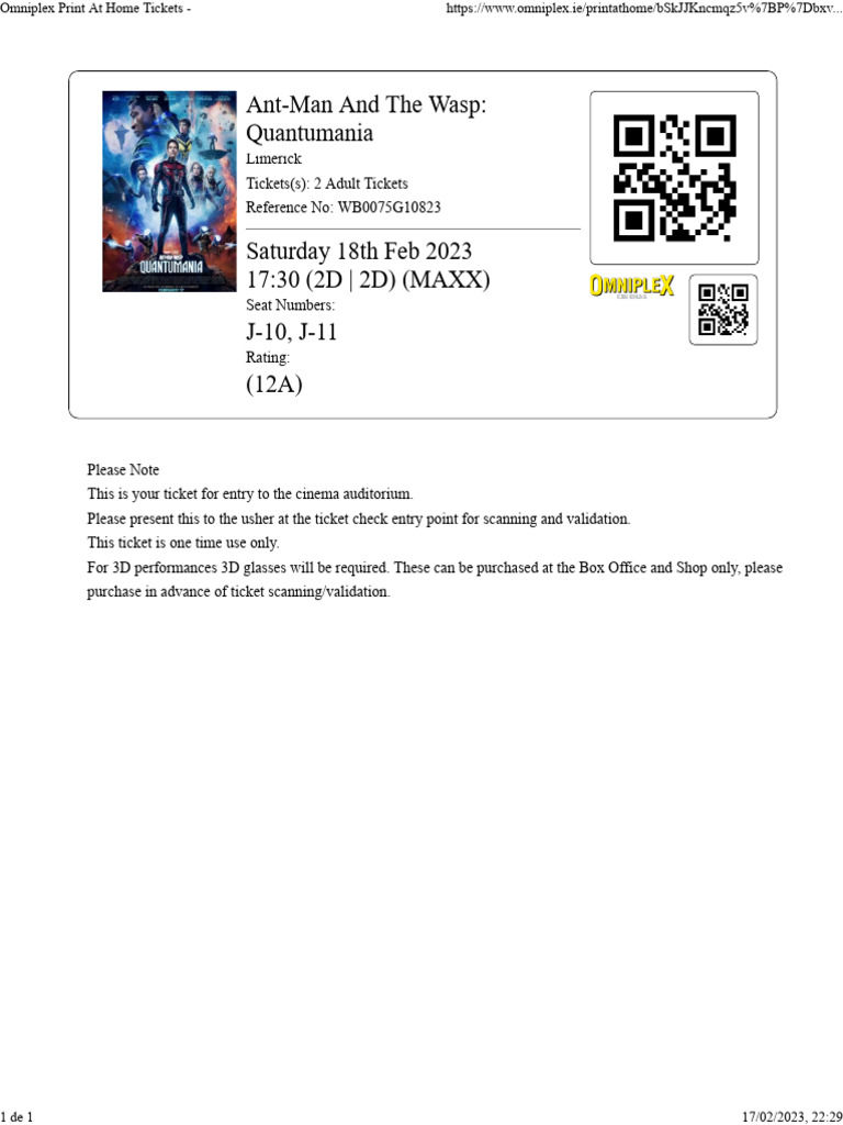 Omniplex Print at Home Tickets | PDF