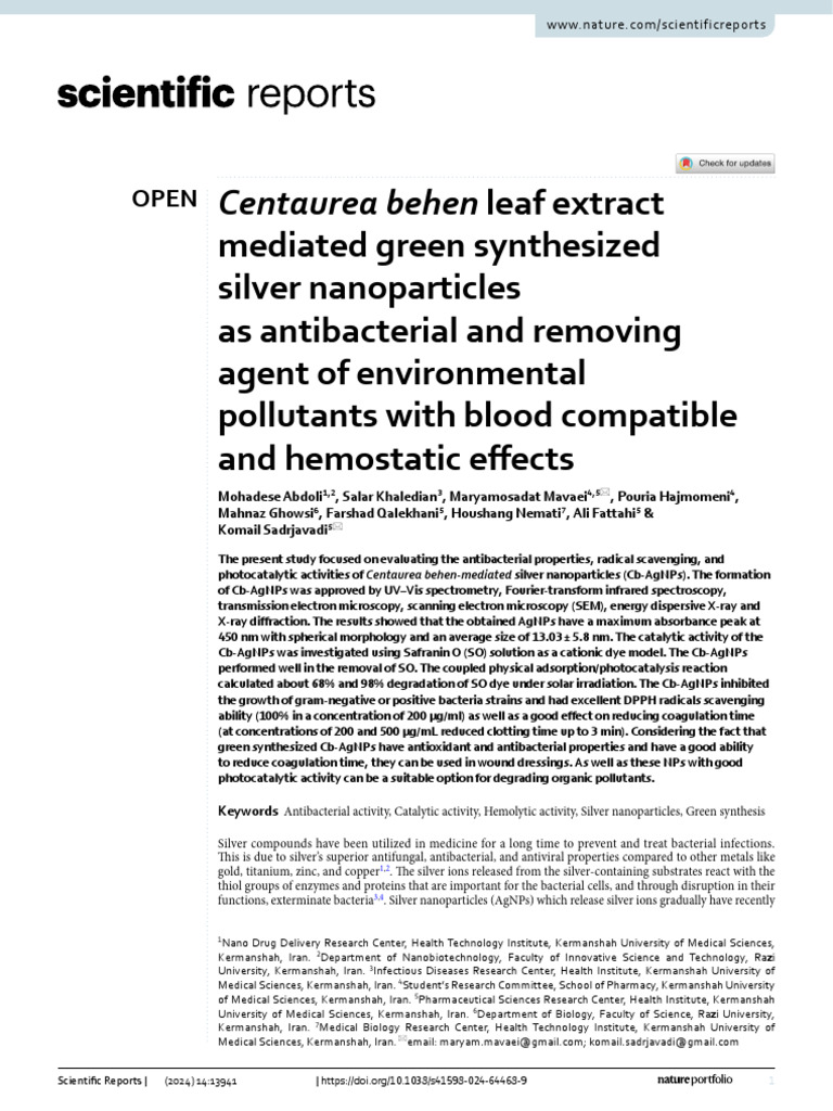 Centaurea Behen | PDF | Adsorption | Reactive Oxygen Species