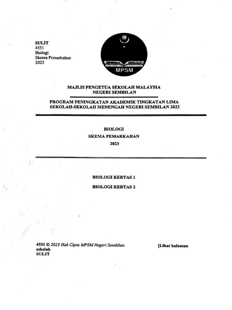 Skema Bio K1 + K2 Trial N9 2023 | PDF