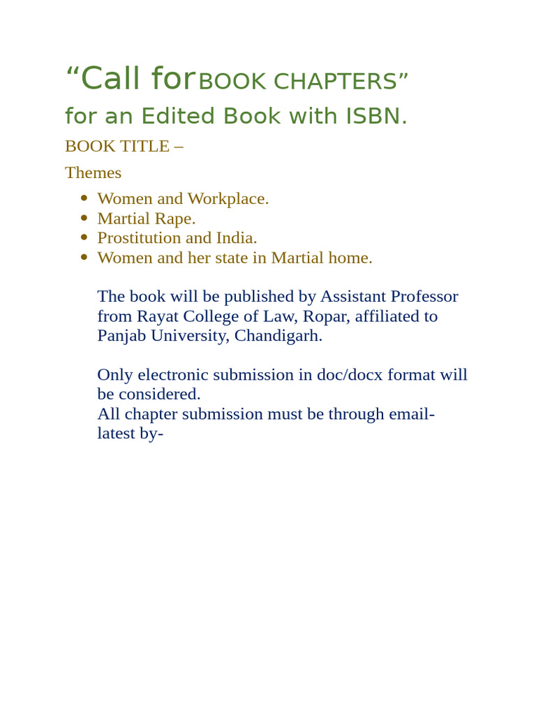 Call For Book Chapters | PDF