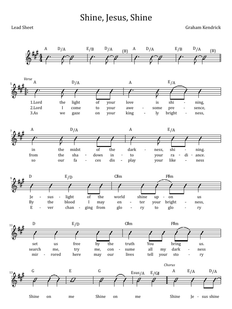 Shine, Jesus, Shine Lead Sheet | PDF