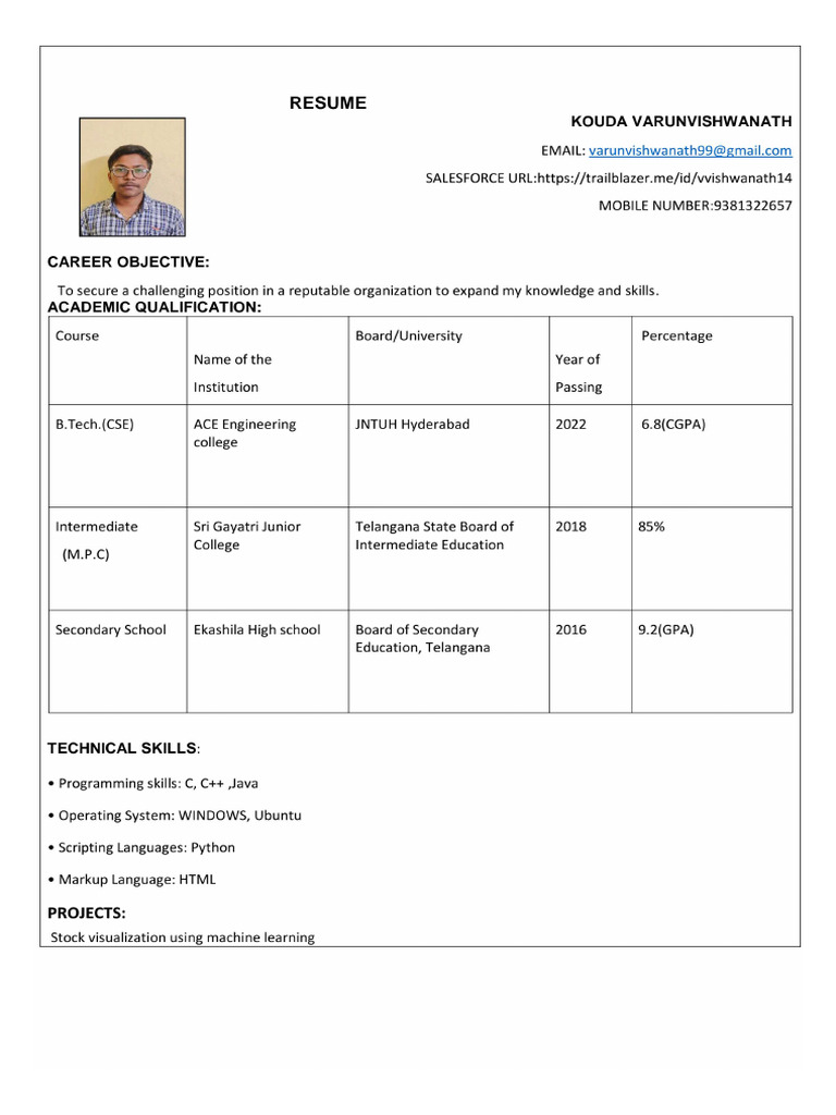 Kouda Varun Resume | PDF