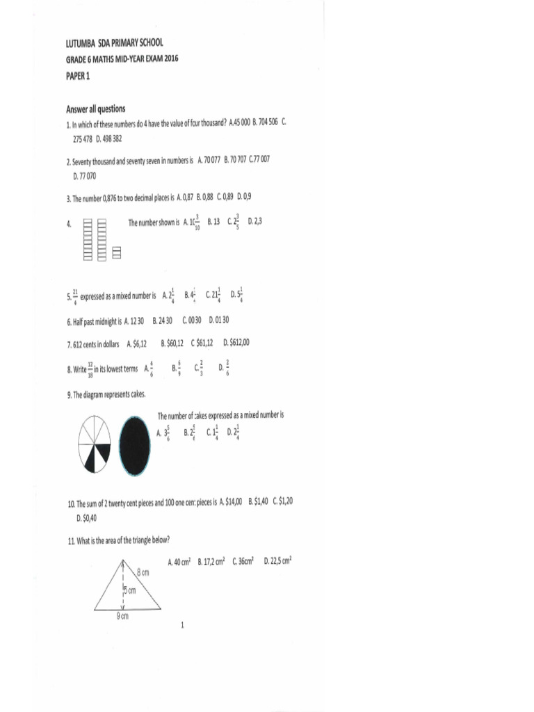 Grade 6 Mixed Tests | PDF
