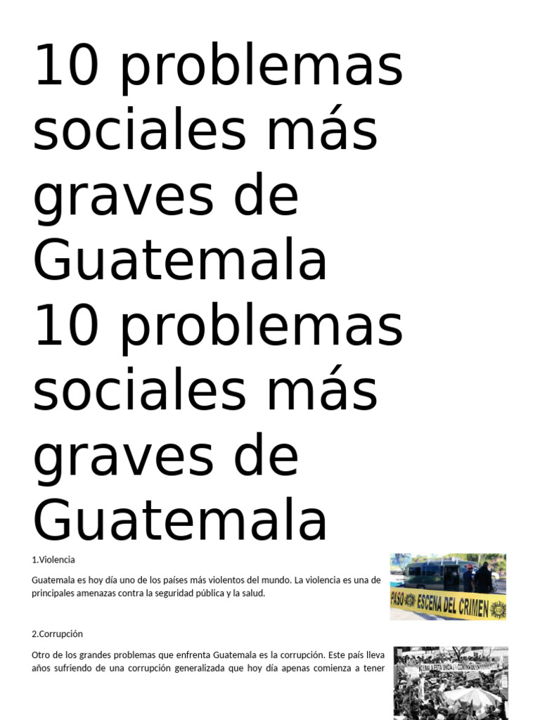 10 problemas sociales más graves de | PDF | Guatemala | Los bosques