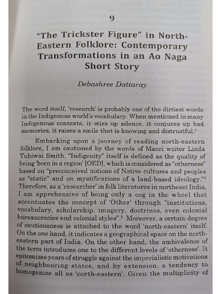 The Trickster Figure in Northeastern Folklore - Debashree Dattaray | PDF