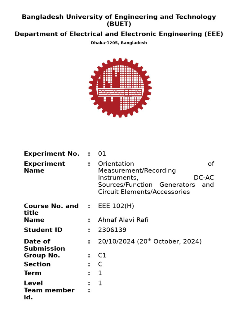 Orientation of EEE Lab Instruments | PDF