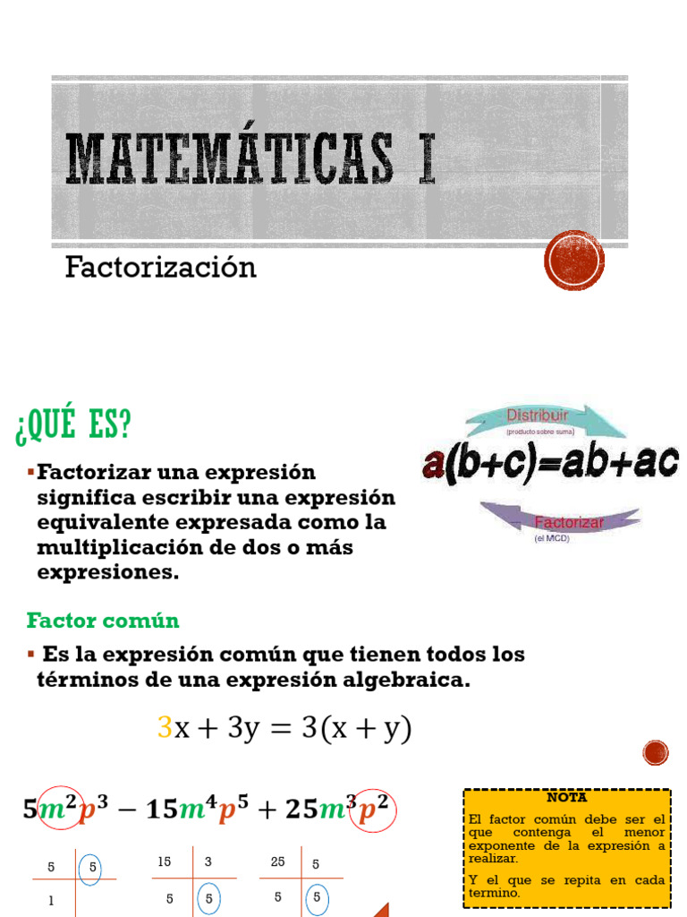 Matemáticas I Factorización | PDF | Factorización | Álgebra abstracta