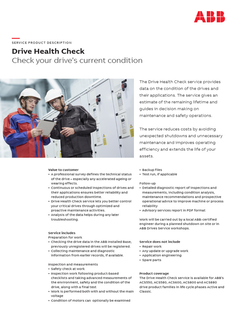 Service Product Description DriveHealthCheck 4FPS10000471182 REVB | PDF ...