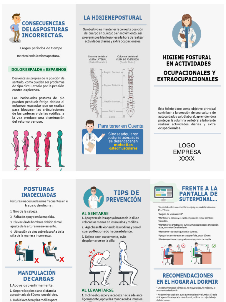 Folleto Higiene Postural | PDF | Dolor lumbar | La columna vertebral