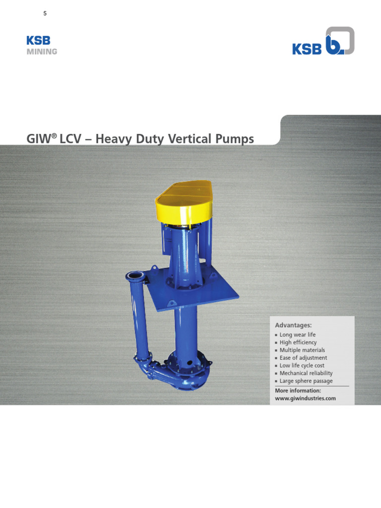 GIW LCV - Heavy Duty Vertical Pumps: Advantages | PDF | Pump | Bearing ...