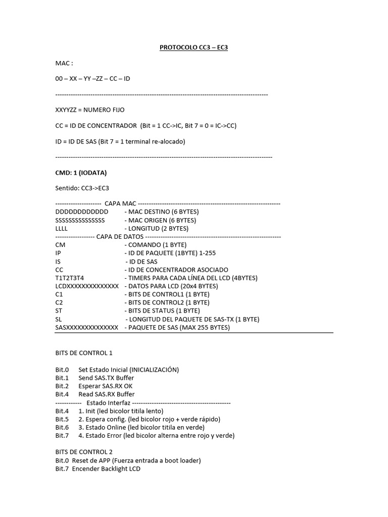 Protocolo CC3 | PDF | Poco | Byte