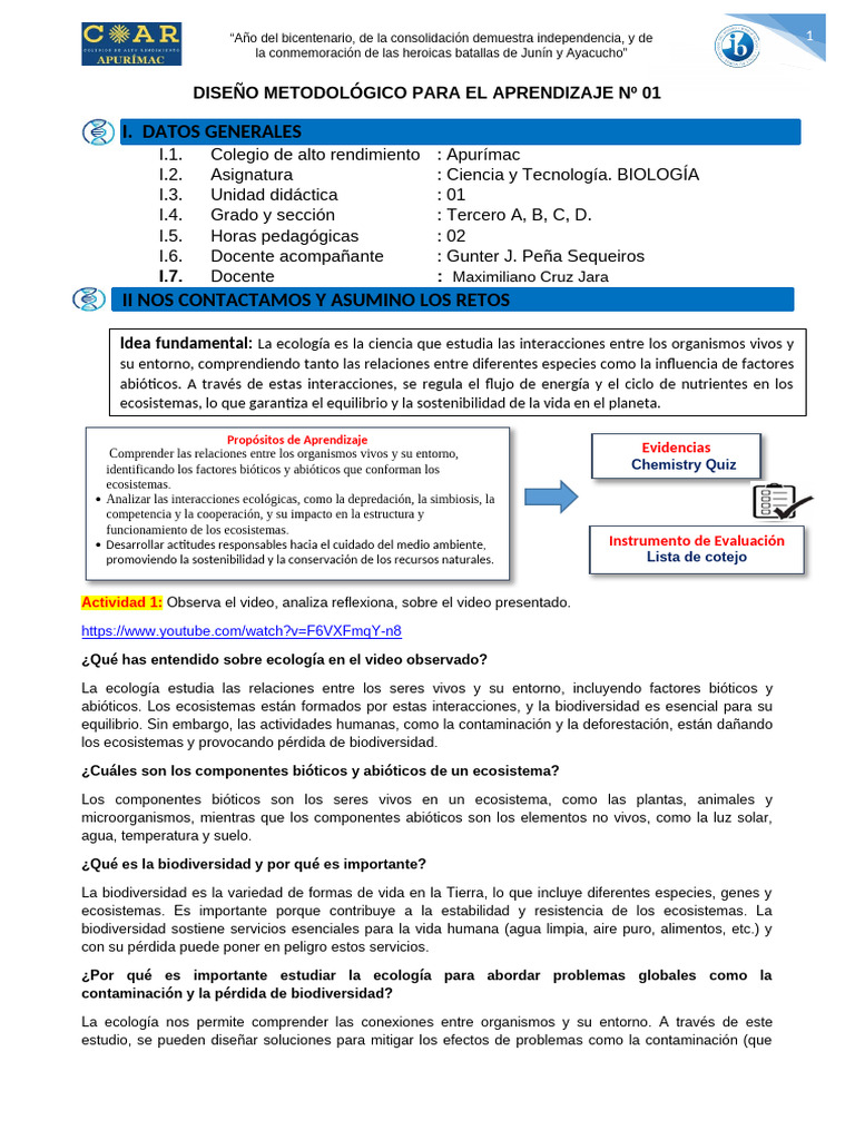 DMpA 01 ECOLOGÍA | PDF | Biodiversidad | Contaminación