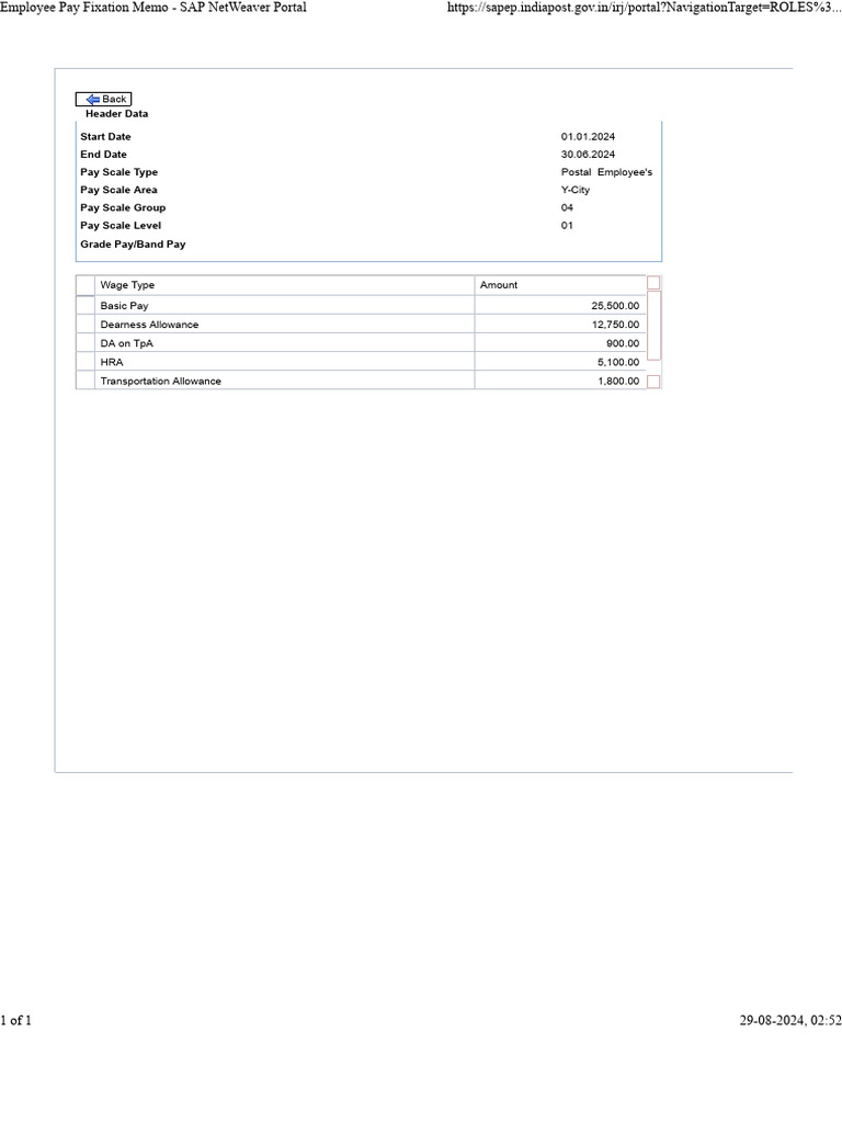 Employee Pay Fixation Memo - SAP NetWeaver Portal | PDF