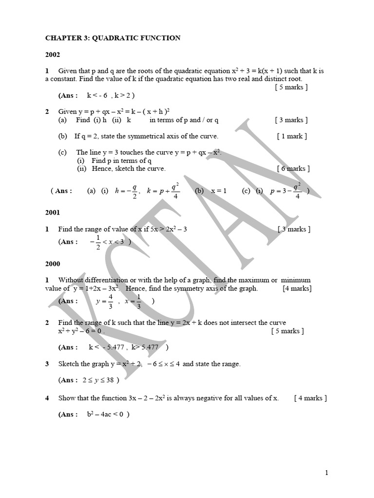 Chapter 3 - Quadratic Function | PDF | Quadratic Equation | Geometry