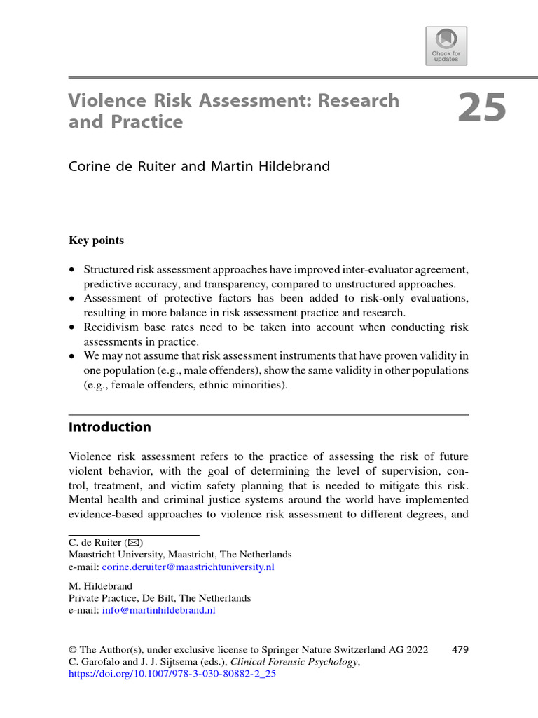 Violence Risk Assessment: Research and Practice: Corine de Ruiter and ...