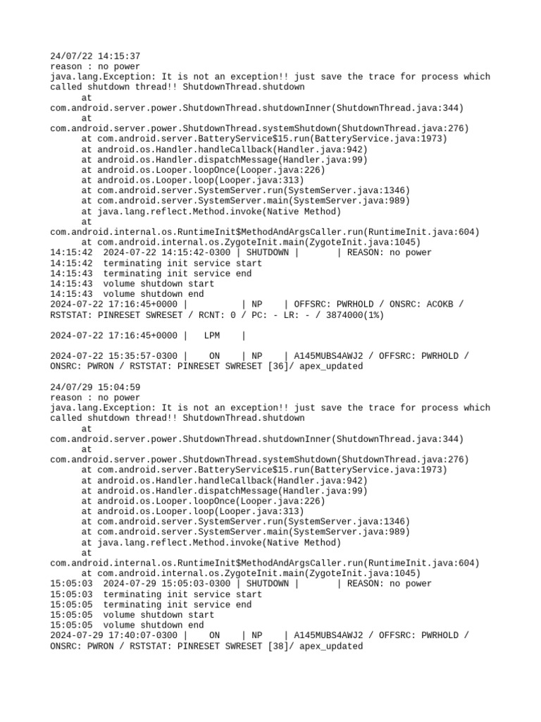 Android Shutdown Log Analysis | PDF | Java (Programming Language) | Programming Paradigms