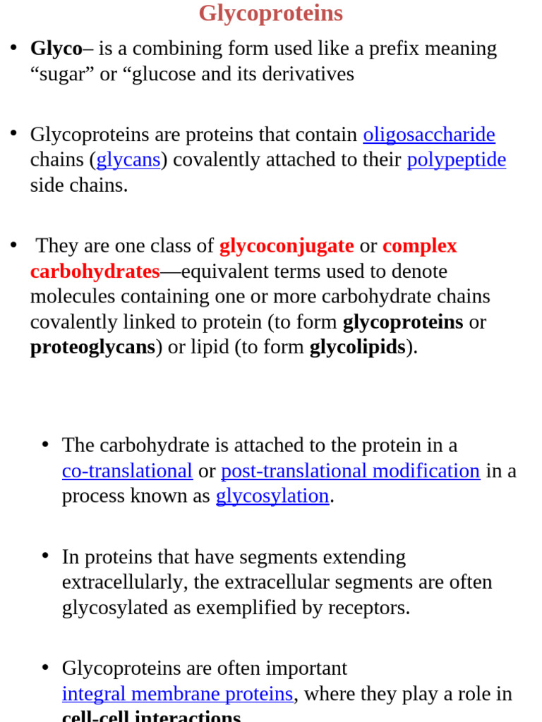 Glycoproteins (Class) | PDF | Molecular Biology | Macromolecules