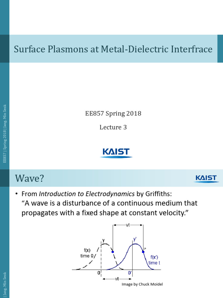 EE857 - Lecture3 - Surface Plasmons at Metal-Dielectric Interface | PDF ...